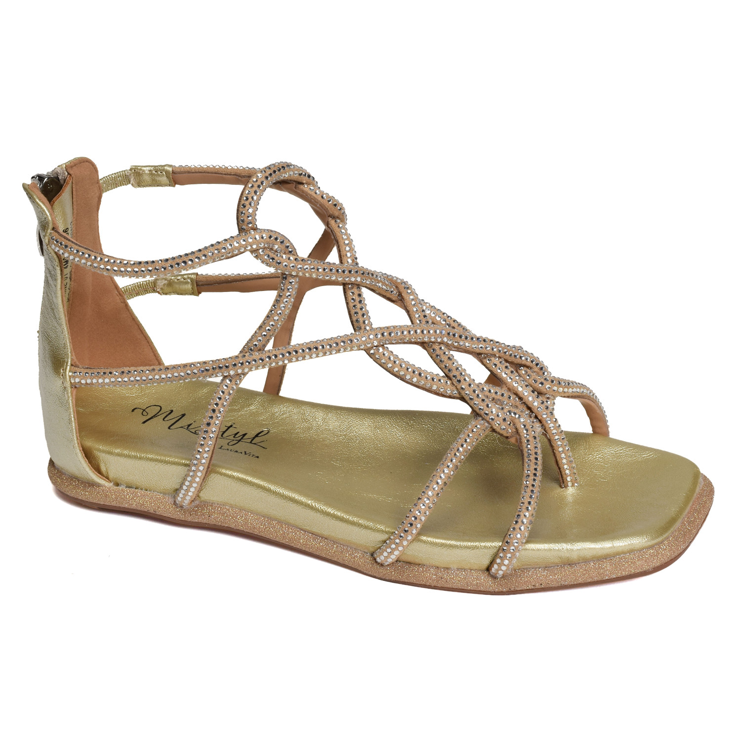 MAXINE 01 Or, Sandales plates Laura Vita