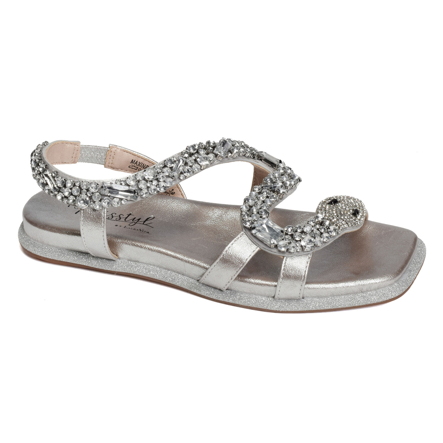 MAXINE 04 Argent, Sandales plates Laura Vita